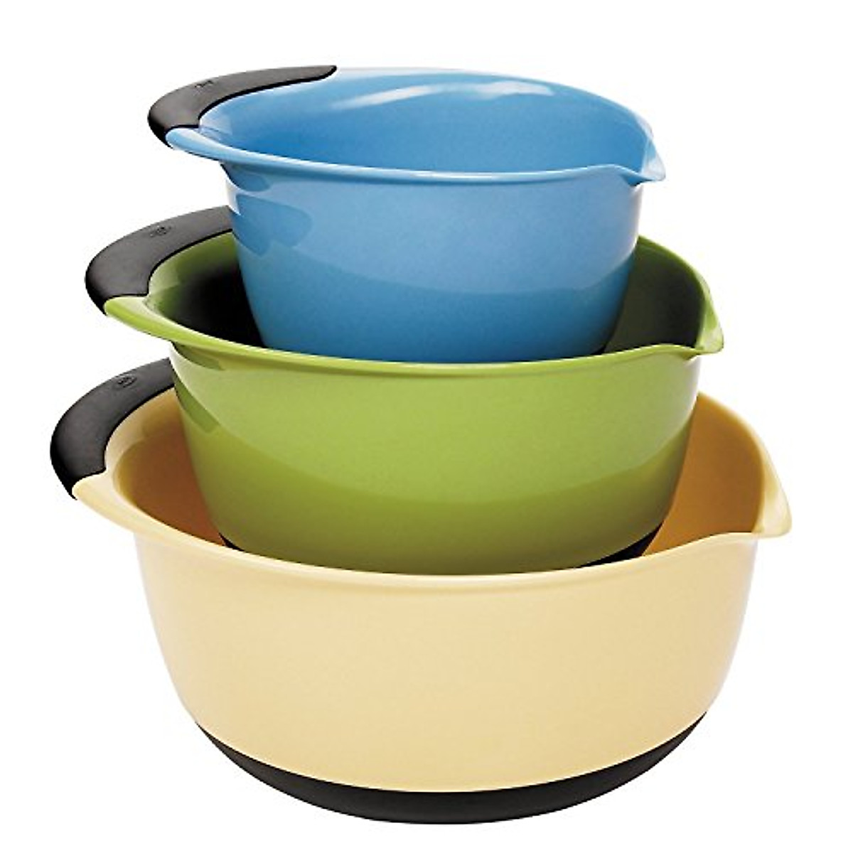 OXO Good Grips 3-Piece Plastic Mixing Bowl Set - Assorted Colors,1.5 liters