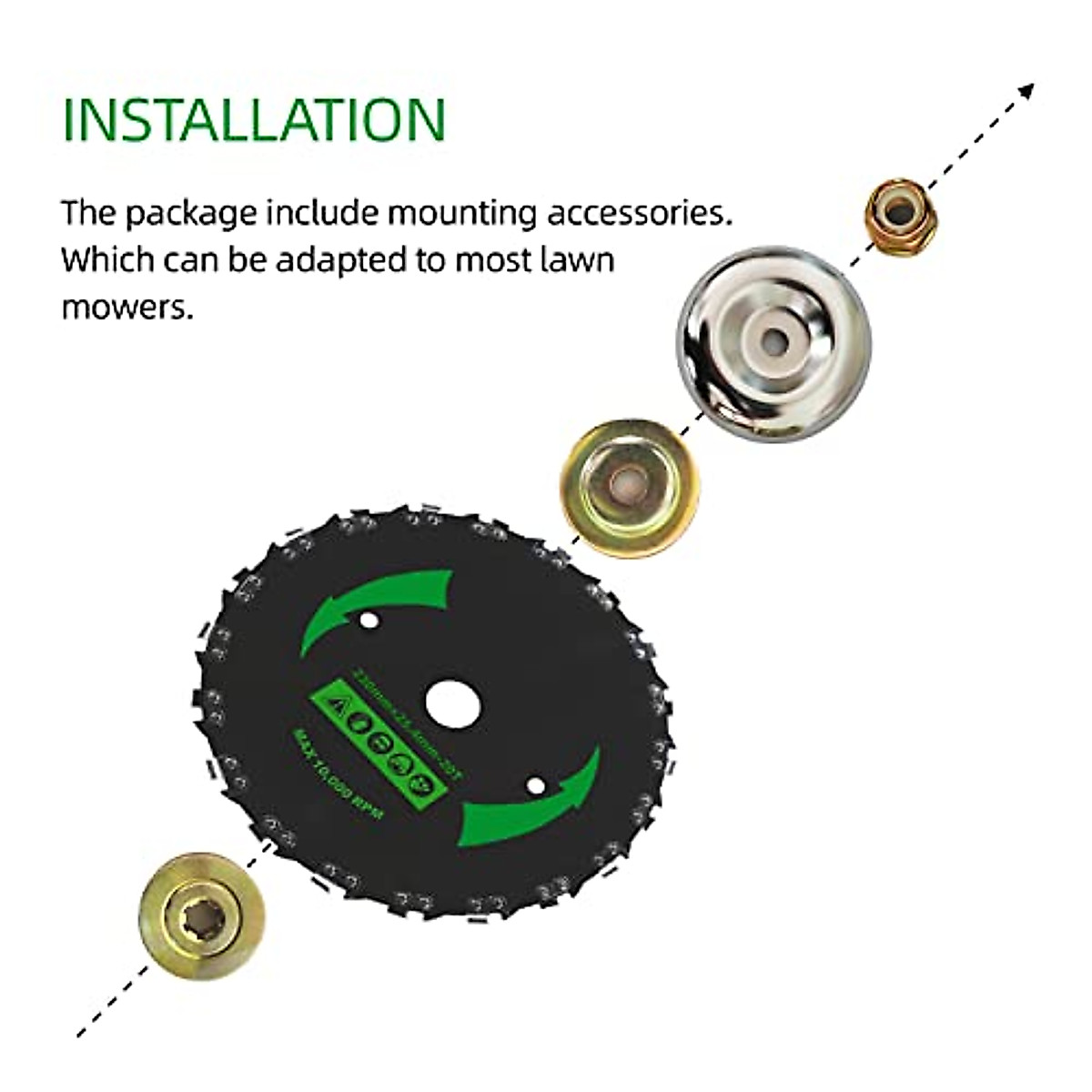 9" x 20T Chainsaw Tooth Brush Cutter Blade,10" x 80T Carbide Tip Brush Blades with Universal Adapter Kit,Premium Stainless Steel Trimmer Head Compatible with Cutter, Trimmer, Weed Eater (2 Pack)
