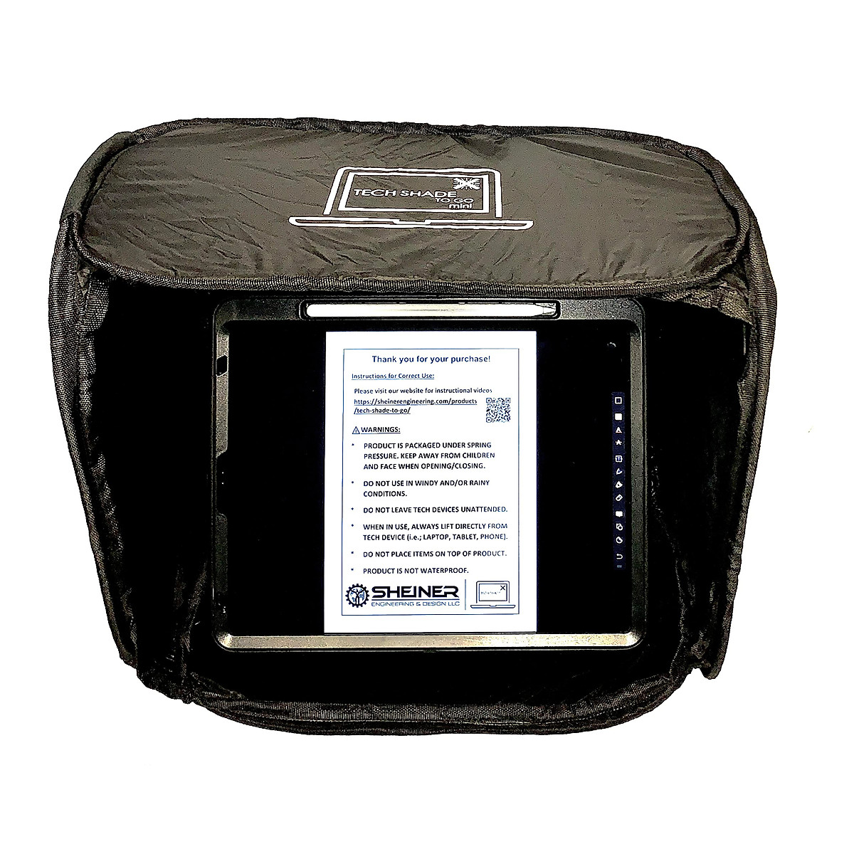 TECH SHADE TO GO mini Portable Laptop Sun Shade, Privacy Cover, Laptop Sun Shade, Laptop Shade for Working Outside, Laptop Shade, Laptop Sun Hood, Laptop Sun Glare Shield, Laptop Hood Outside Glare