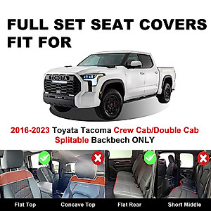 Truckiipa Tacoma Seat Covers Full Set Custom Fit for 2016-2023 Tacoma Double/Crew Cab SR SR5 TRD Sport TRD Off-Road TRD Pro Limited,Canvas Truck Carseat Seat Protectors(Full Set, Black)