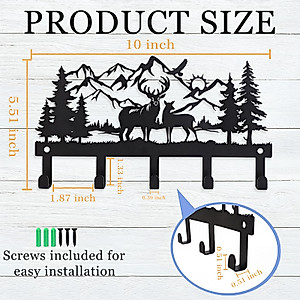 SIFZYJGN Deer Metal Key Holder for Wall, Key Hooks for Wall Organizer, Key Rack for Wall, Forest Theme Key Hooks, Ideal for Living Room, Hallway, Office