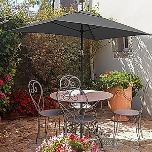AMMSUN 6.5 x 4.5ft Rectangular Patio Umbrella Outdoor Table Umbrella Steel Pole and Fiberglass Ribs, Grey