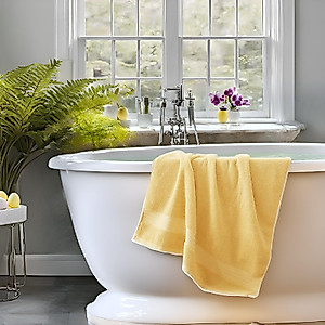 COZYART Light Yellow Luxury Bath Towel Set, Turkish Cotton Hotel Towel Bulk for Bathroom, Thick Bathroom Set of 6 Pcs with 2 Large Bath Towels, 2 Hand Towels, 2 Washcloths, 650 GSM.