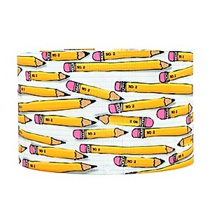 David accessories Pencil Printed Grosgrain Ribbon 3" Wide 5 Yard for DIY Handmade Hair Bow Accessories and Festival Wedding Party Birthday Bridal Shower Decoration (Pencil)