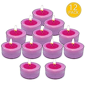 Soyyla Lilac Tealights Candles, 12 Pack Clear Cups Soy Candles Long Lasting Tea Lights for Weddings Birthday Festival Celebration Party Candle Gardens