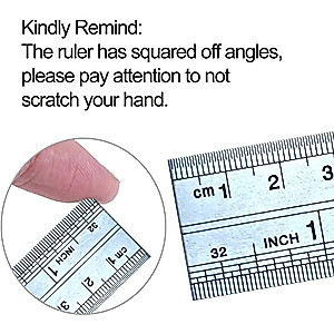 YYJ HOME Metal Ruler, 12 inch Ruler and Metal Rule 30 Centimeters and inch Ruler Steel Rulers Drawing Ruler, Measuring Ruler 12 inch 2 Pieces Silver