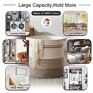 OIAHOMY 80L Laundry Baskets-Laundry Hamper,Storage Basket with Handles,Decorative Basket for Living room,Woven Storage Basket for Toys Bin,Pillows, Blankets,Clothes-20x18in-Gradient Yellow