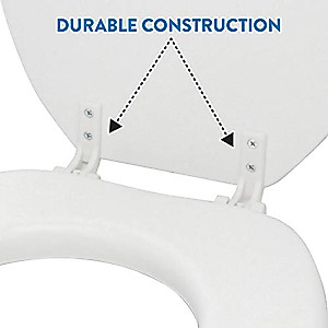 Ginsey Cushioned Desert White Soft Toilet Seat for Stylish Bathroom Décor, Off-white, Elongated 19.7 x 15 x 3 inches