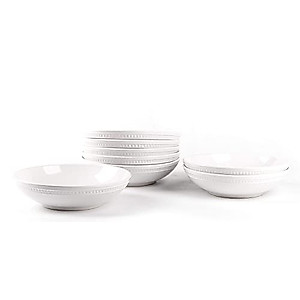 HomeVss, Pearl Dots Stoneware Dinnerware Set (56pc Set, White)