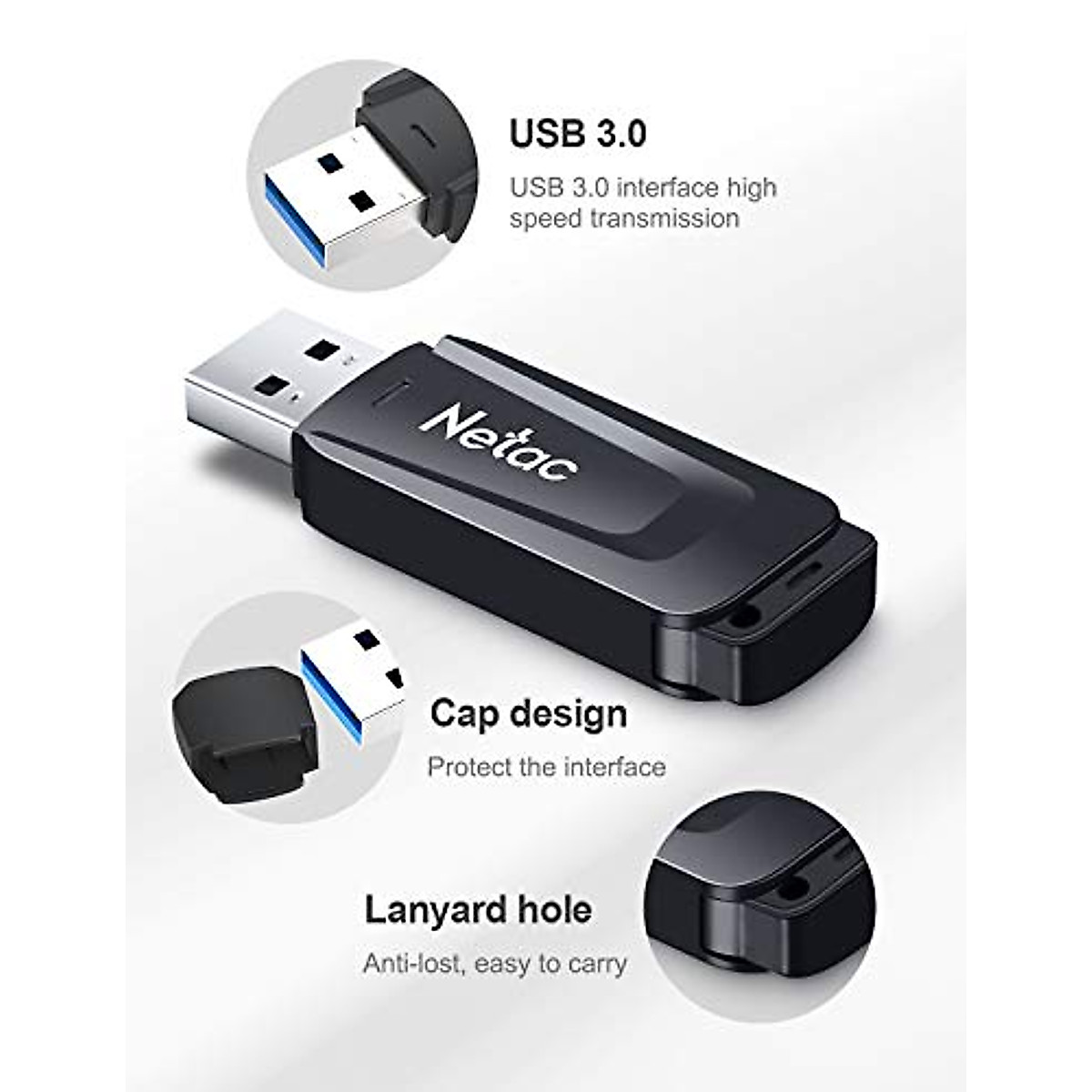 Netac 256GB Thumb Drive, 256GB Flash Drive 3.0 USB Sticks Jump Drive, Read Speeds up to 90MB/s