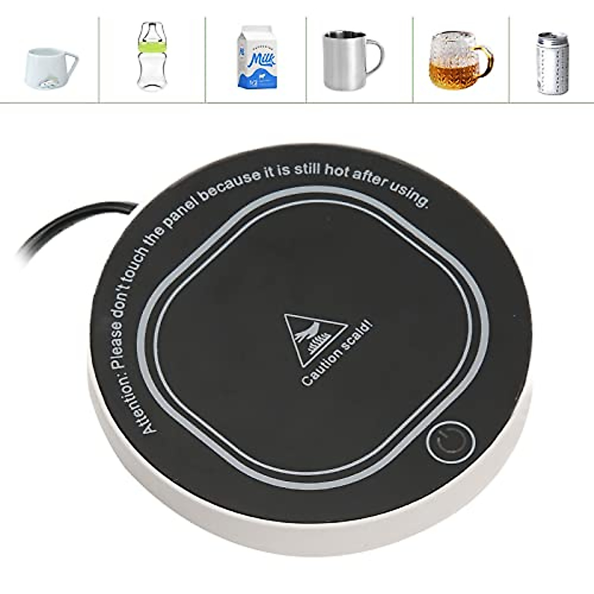 Smart Coffee Cup Warmer Black Coffee Mug Warmer for Desk with Heating Function for Cocoa Tea Milk Water(US Plug 110V)