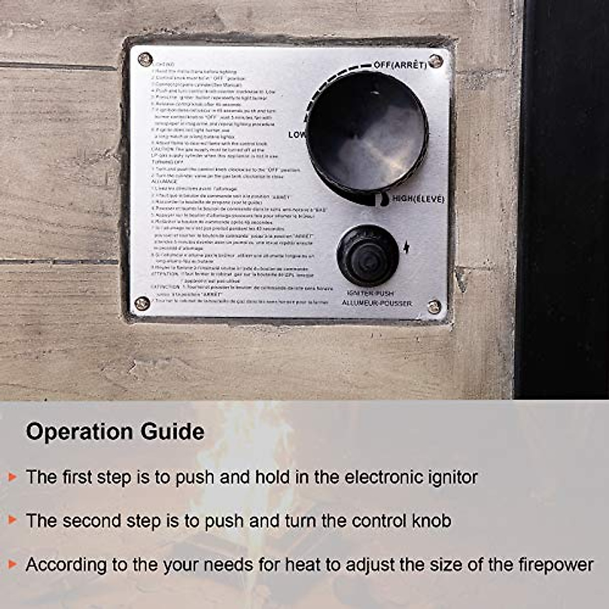 20" Outdoor Patio Propane Fire Pit Table, 40,000 BTU Auto-Ignition Gas Heater Column with Realistic Faux Wood Pattern, ETL Certification, for Outside Garden Backyard Deck