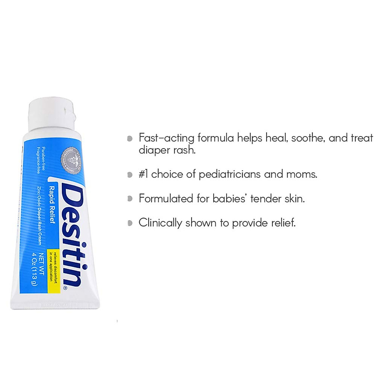 Desitin Daily Defense Baby Cream with Zinc Oxide to Treat, Relieve & Prevent Diaper Rash, Hypoallergenic, Dye, Phthalate & Paraben-Free, 4 Oz