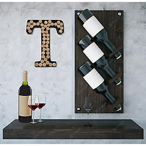 Premium Metal Letter Wine Cork Holder Is A Perfect Bar Decor Made of Durable Metal and A Glossy Black Finish With Rounded Edges , This Bar Cart Accessories Is Easy To Hang , Letter T (9,7”x 2”x 12,2”)