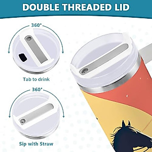 ODAWA Large Cowboy Desert Stainless Steel Insulated Tumbler with Handle and Straw Travel Insulated Tumblers