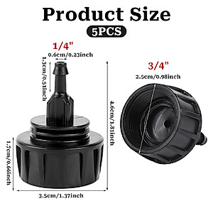 5 Pack 1/4 Inch Drip Irrigation Tubing to Faucet/Garden Hose Adapter Drip Irrigation Hose Connectors 3/4" Garden Hose to 1/4" Drip Tubing Drip System Parts Garden Hose Quick Connect Fittings