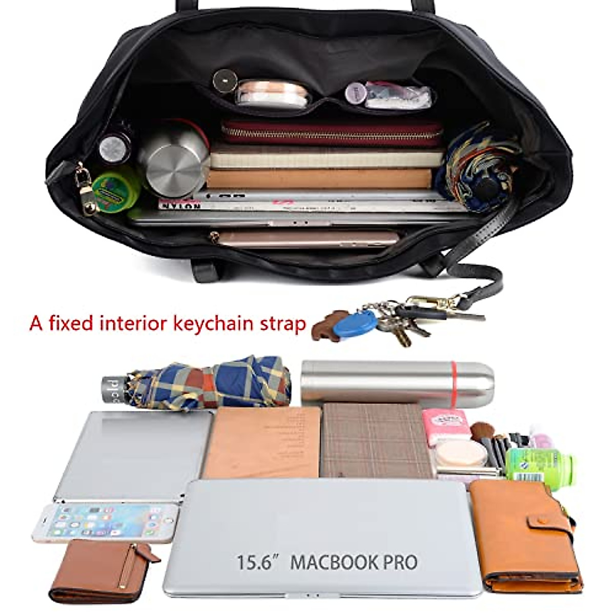 YALUXE Women's Oxford Nylon Large Capacity Work Tote Shoulder Bag