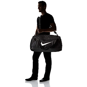 NIKE Brasilia Duffel Bag, Black/Black/White, Large