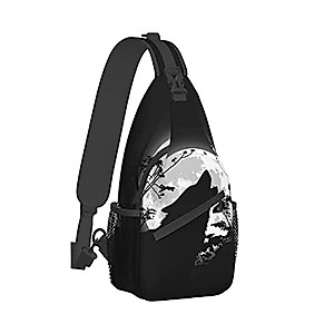 FBCAL Howling Wolf Sling Backpack Unisex Chest Bags Crossbody Travel Hiking Daypack Shoulder Bag For Women Men Teens