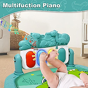 BOMPOW Baby Play Mat Baby Gym, Play Piano Baby Activity Gym Mat with Music and Lights, Piano Gym, Early Development Baby Play Mat Gift for Babies Newborn