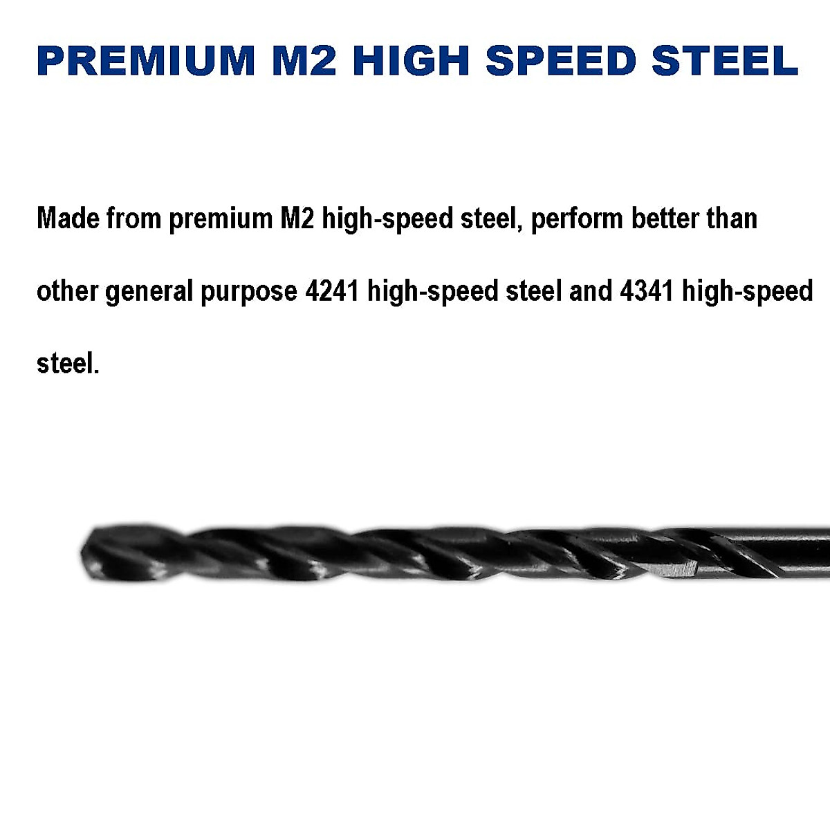1/8-Inch x 6-Inch Aircraft Extension Black Oxide Drill Bit, Premium M2 High Speed Steel, Extra Length, for Metal, Plastic, Wood