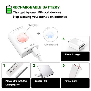 Amagle LED Motion Sensor Strip Closet Light USB Rechargeable Dual Mode PIR Activated Under Bed Counter Cabinet Lighting Staircase Stair Night Lights for Indoor Bedroom Kitchen Hallway White 3.2FT