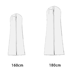 CALIDAKA White Wedding Dress Garment Bag, Washable Clear Lightweight Garment Bags for Long Prom Puffy Bridal Gown Dress Storage (Size:180cm/70.87inch)