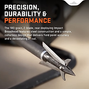 Wicked Ridge by TenPoint Impact Broadhead - Pack of 3 - 100-Grain, Two-Blade, Rear-Deploying Design - Tested Up to 475 FPS