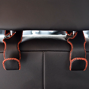 MECHCOS Car Seat Headrest Hooks for Car Back Seat Organizer Hanger Storage Hook Holder for Car SUV Organization Purse Shopping Groceries Bag Handbag, Black & Red, 2 Pack