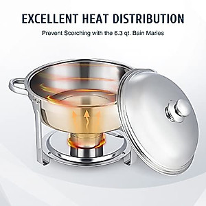 CO-Z Chafing Dish Buffet Set of 2, Round Stainless Steel Chafer and Food Warmer Kit with Food & Water Pans Lids Fuel Holders, 5 qt Buffet Serving Utensils for Restaurant Catering Parties Weddings BBQs