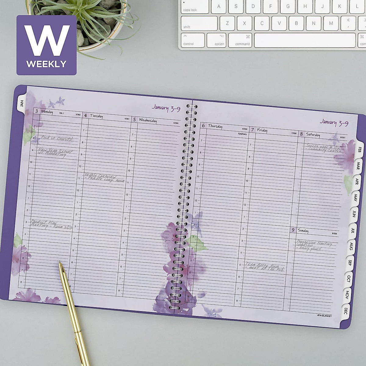 AT-A-GLANCE 2022 Weekly & Monthly Appointment Book & Planner by AT-A-GLANCE, 8-1/2" x 11", Large, Beautiful Day, Lavender (938P-905)