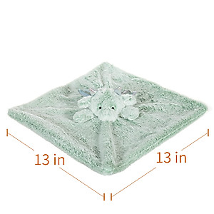 Apricot Lamb Luxury Snuggle Plush Cute Dragon Dinosaur Infant Stuffed Animals Security Blanket Nursery Character Blanket (Green Dragon, 13 Inches)