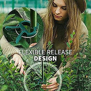Ram-Pro 40 Piece Green Gentle Gardening Plant & Flower Lever Loop Gripper Clips, Tool for Supporting or Straightening Plant Stems, Stalks, and Vines, Garden Clips