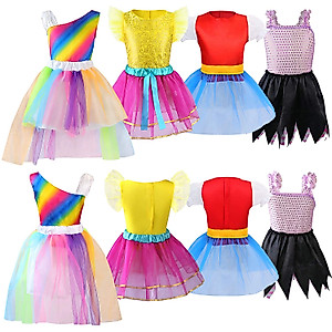 Jeowoqao Girls Dress up Trunk Princess Set, 24Pcs Pretend Play Costume Set, Fairytale, Supergirl, Princess, Rainbow Girls Costume for Toddler/Little Girls Ages 3 4 5 6 Years