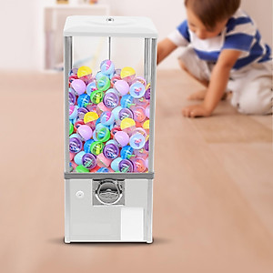 Silencear Vending Machine, 10.24”x10.24”x25.2” Commercial Gumball Vending Machine Gumball Bank Easy Installation Toy Vending Machine for Retail Stores, Amusement Parks, 25 Cents Only (White)