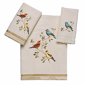 Avanti Linens - 3pc Towel Set, Soft & Absorbent, Nature Bathroom Decor (Gilded Birds Collection)