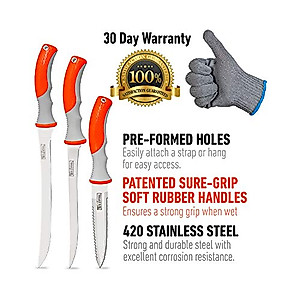 Maxam Wild Fish 6 Piece Fish Fillet Knife Set, Multipurpose Set Ideal for Cleaning Fish and Many Other Kitchen Tasks