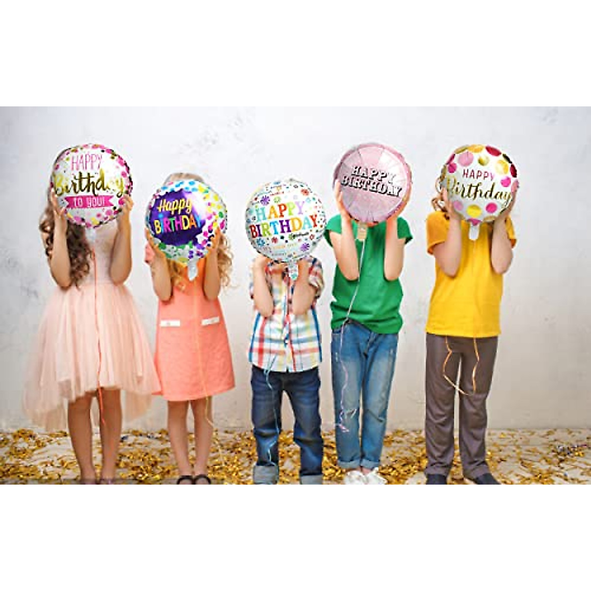 Happy Birthday Foil Balloons Round Mylar Helium Balloon Party Decorations Supplies 6Pcs