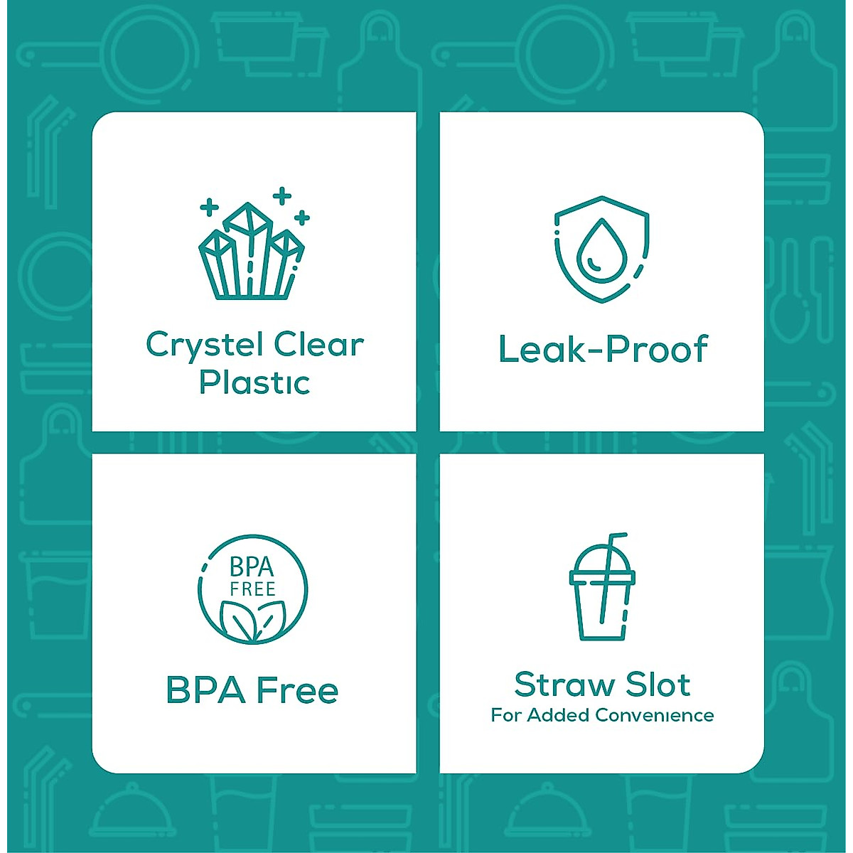 Comfy Package [50 sets] - 16 oz. Crystal Clear Plastic Cups With Flat Lids