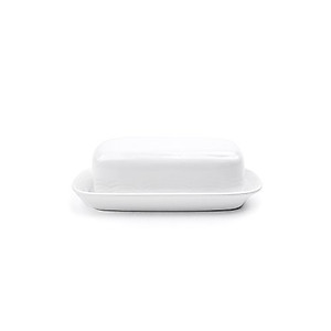 Fox Run Butter Dish, White Stoneware