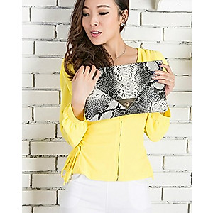 Rebecca Women's Envelope Clutch Purse Handbag Snakeskin Print Chain Shoulder Crossbody Bag