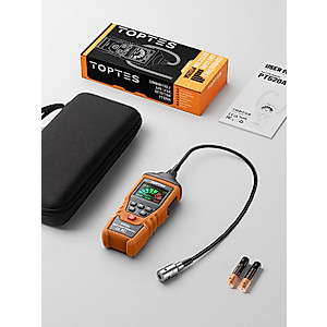 Natural Gas Detector, TopTes PT520A Gas Leak Detector with 17-Inch Gooseneck, Locating The Source of Propane, Natural Gas, and Combustible Gas Leak for Home and RV (Includes Battery x3) - Orange