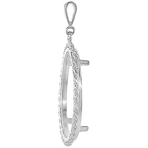 Sterling Silver Dollar Rope Bezel 38 mm Coins Prong Back Diamond Cut for All Silver Dollar Coins Coin NOT Included