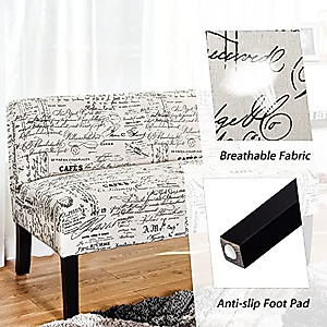 Giantex Armless Loveseat Sofa Modern Sofa Chair Couch Wood Living Room Leisure Fabric Furniture (Letter-Design)