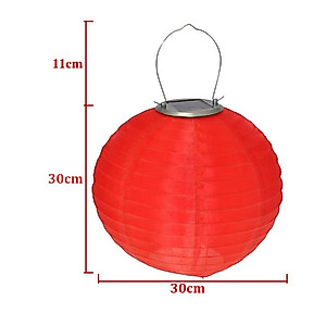 AYELET 2PCS/lot 12inch 12" Multicolor Solar Powered 1W 5050SMD LED Light Bulbs Waterproof Chinese Nylon Fabric Lantern for Wedding Party Home Garden Decoration (Purple)