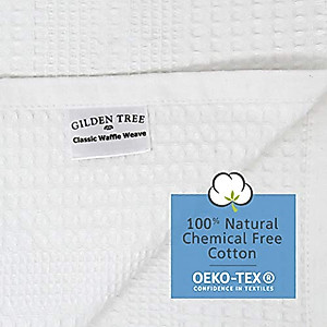 GILDEN TREE Waffle Towel Quick Dry Thin Exfoliating, 8 Pack Washcloths for Face Body, Classic Style (White)