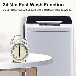 Spurgehom Portable Washing Machine, 15.6 lbs Full Automatic Washing Machine Built- in Pump Drain, washer and dryer combo with LED Display, 10 Cycles, 8 Water Level, Laundry Machine for Apartment, Rv