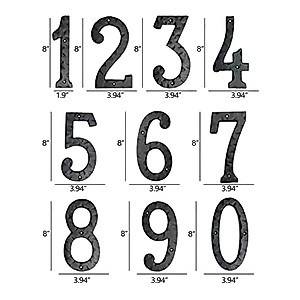 NACH House Numbers for Outside, 8 inch Black Address Numbers for House - Number 9 - Rustic Numbers for Outside with Mounting Hardware