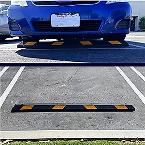 EasyGo Product Parking Lot Curb Wheel Stopper – Heavy Duty Rubber – 6 Ft Long – 72”X6”X4” - Parking Spaces, Crack, or Fade – 44,000 LB Capacity – 1 Pack