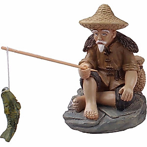 Mini Fisherman Figurines Miniature Resin Fisherman Bonsai Figurine for Fish Tank Bonsai Landscape Fairy Garden Decoration